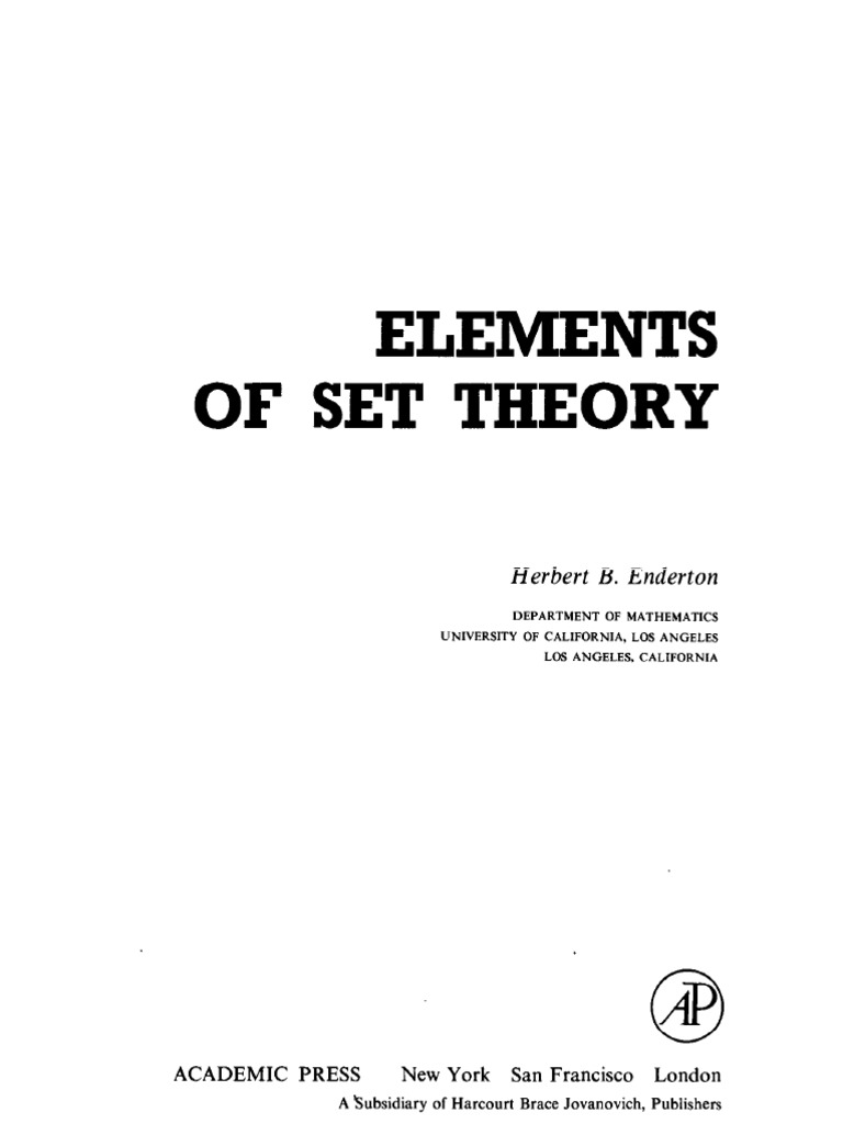 Herbert B. Enderton Elements of Set Theory Academic Press 1977 PDF | PDF