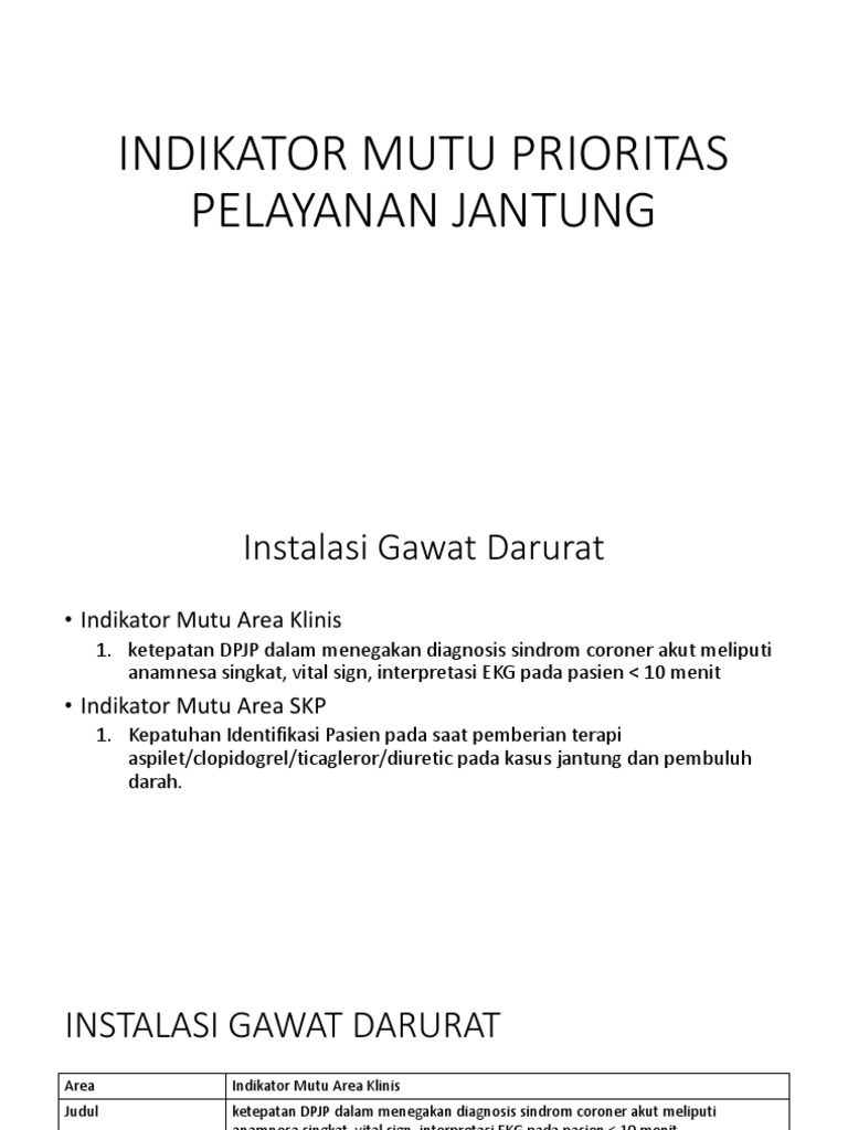 Indikator Mutu Prioritas Pelayanan Jantung Profile | PDF | Kesehatan Holistik | Teknologi & Rekayasa