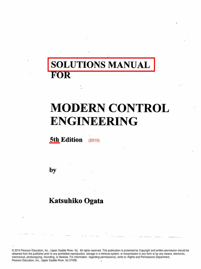 Solution Manual - Modern Control Engineering by Katsuhiko Ogata - Ed 5 PDF | PDF | All Rights ...
