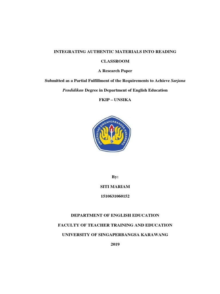 Authentic Materials in Reading Classrooms | PDF | Perception | Reading ...