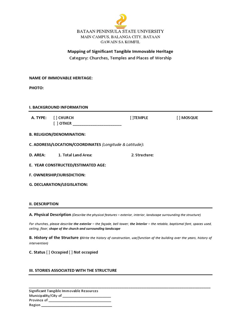 Mapping of Significant Tangible Immovable Heritage: Category: Churches ...
