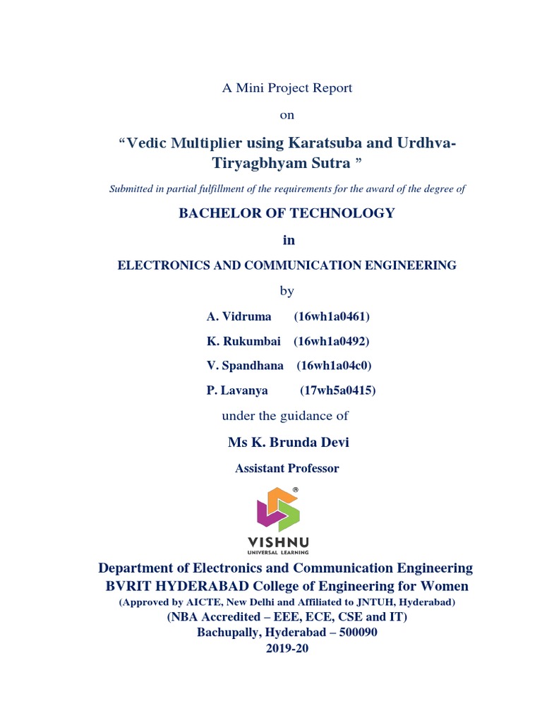 Vedic Multiplier Using Karatsuba and Urdhva-Tiryagbhyam Sutra | PDF | Field Programmable Gate ...