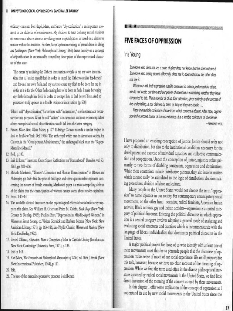 YOUNG. Five Faces of Oppression PDF | PDF