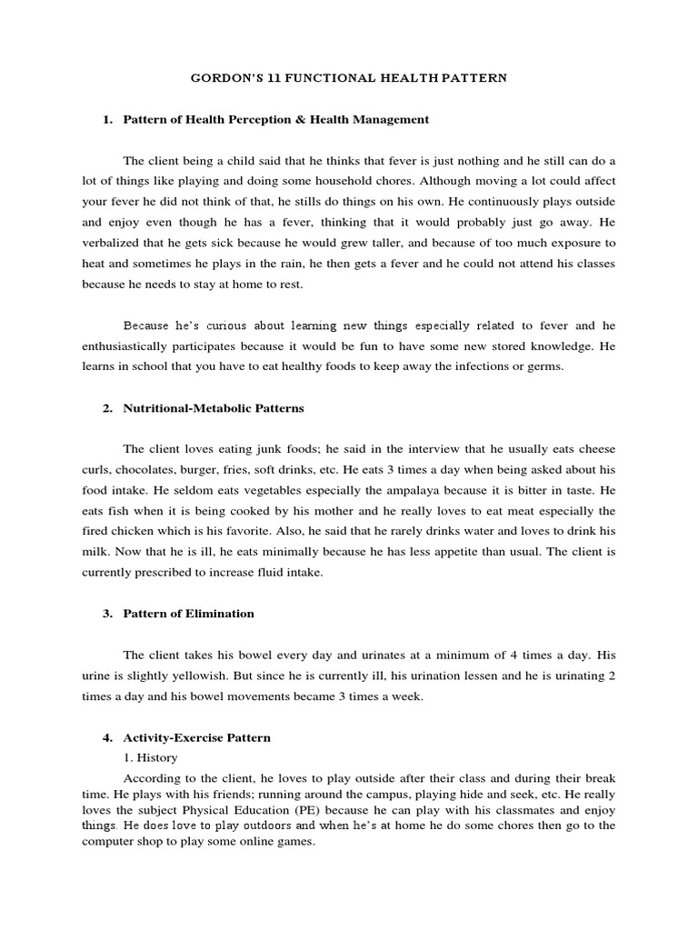 Gordon's 11 Functional Health Pattern | Download Free PDF | Foods | Love