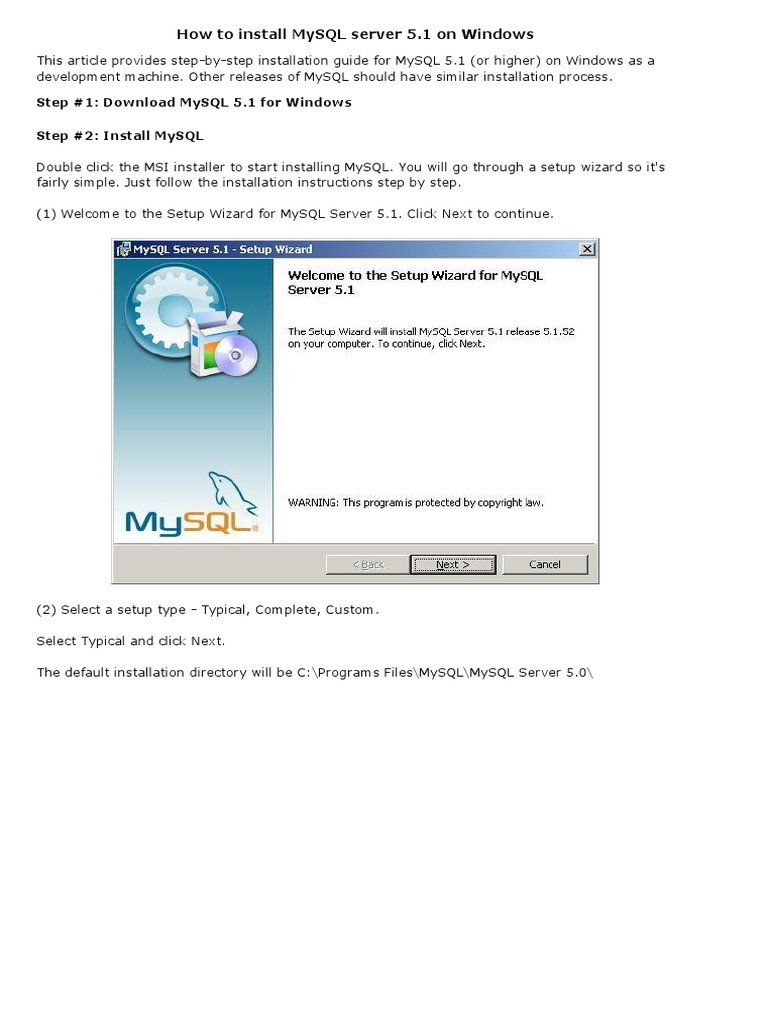 How To Install MySQL Server 5 | PDF | My Sql | Databases