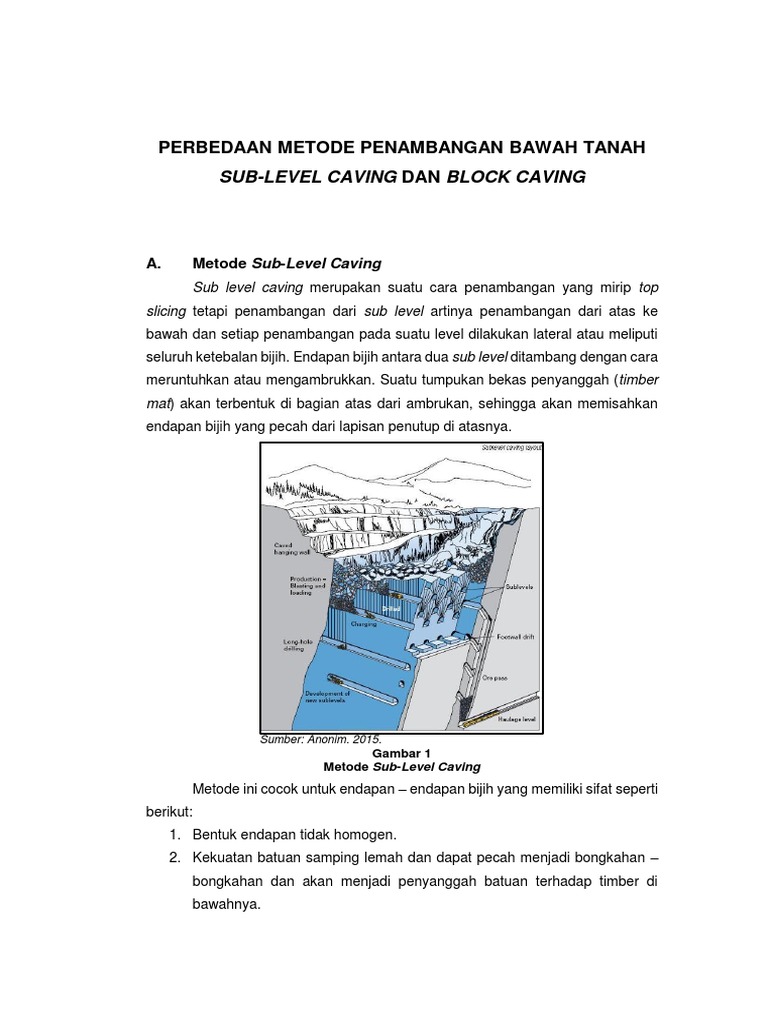 Resume Perbedaan Metode Sub Level Caving Dan Block Caving | PDF