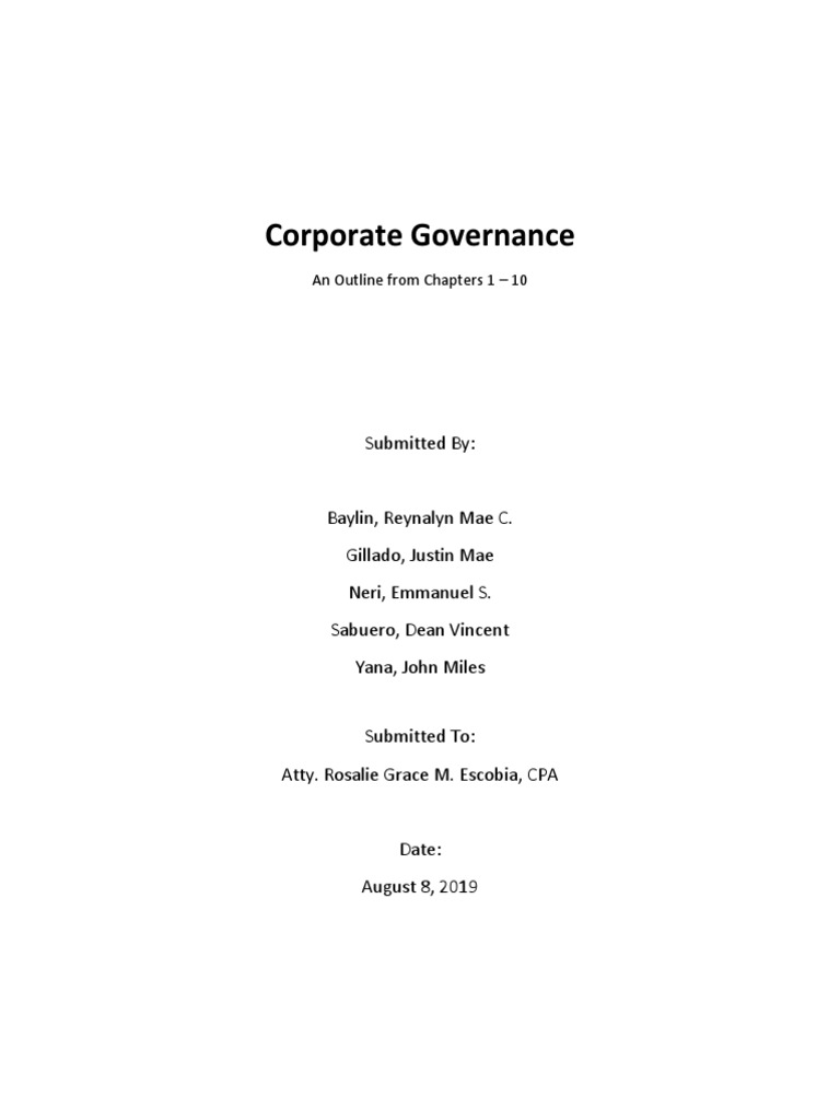 Corporate Governance Outline 2 | PDF | Internal Audit | Board Of Directors