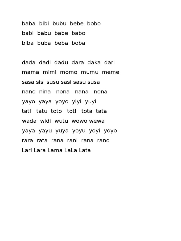 Baba Bibi Bubu Bebe Bobo | PDF