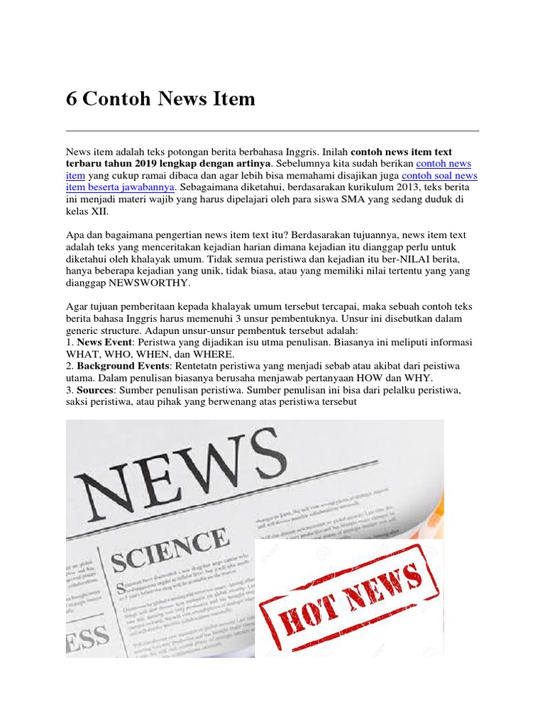 Contoh Teks News Item Bahasa Inggris | PDF | Sains & Matematika