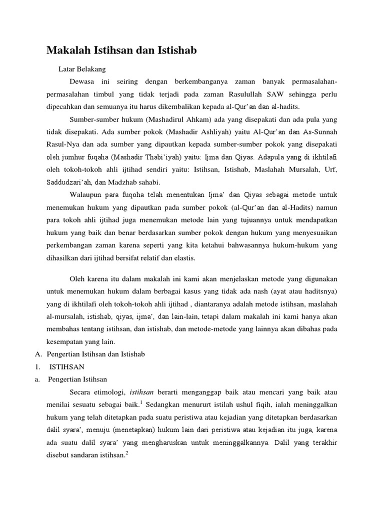 Makalah Istihsan Dan Istishab | PDF