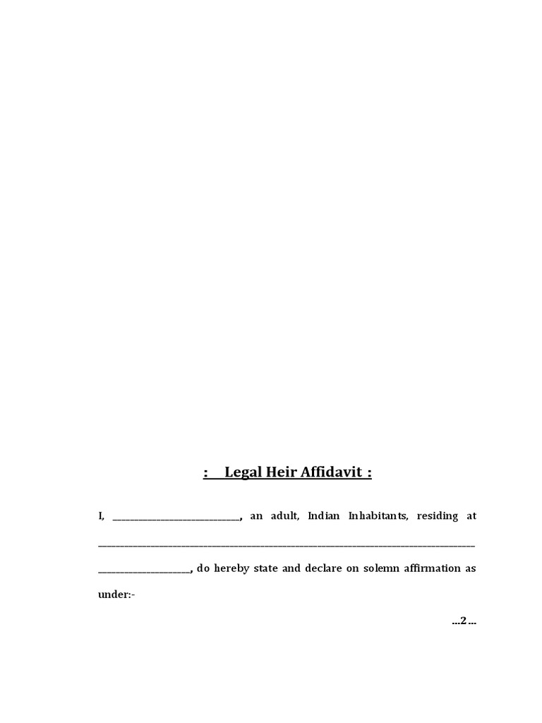 Legal Heir Affidavit Format | PDF | Affidavit | Civil Law (Common Law)