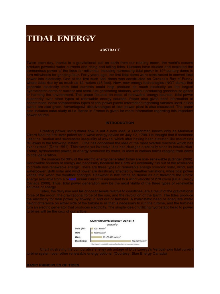Tidal Energy | PDF | Tide | Energy Development