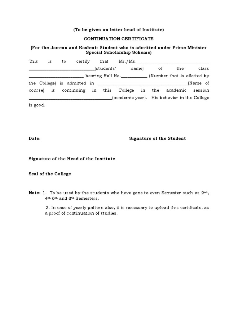 Continuation Form PDF | PDF