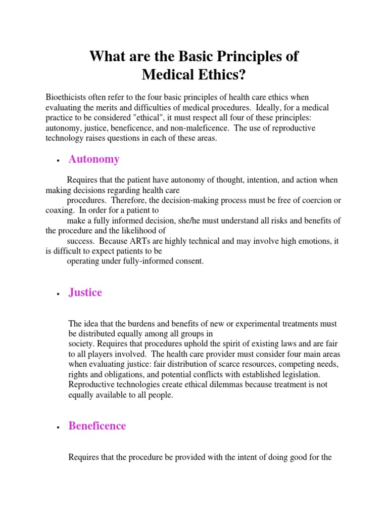 Four Principles of Medical Ethics | PDF | Medical Ethics | Autonomy