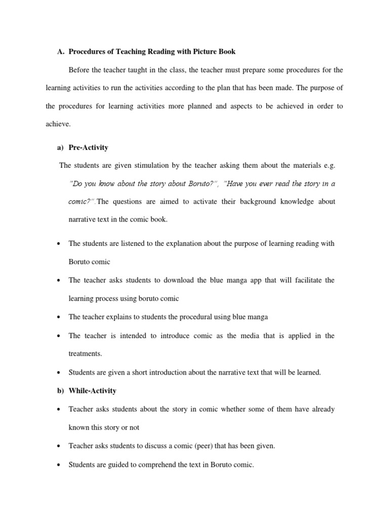 Procedures of Teaching Reading With Picture Book | PDF | Behavior ...
