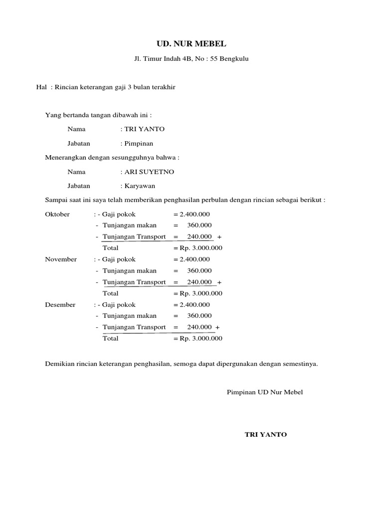 Slip Gaji Ud Mebel | PDF