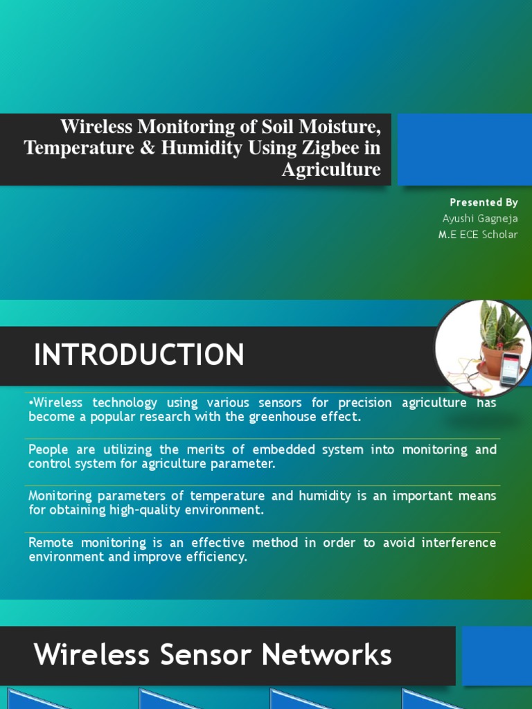 Wireless Monitoring of Soil Moisture, Temperature & Humidity Using Zigbee in Agriculture | PDF ...