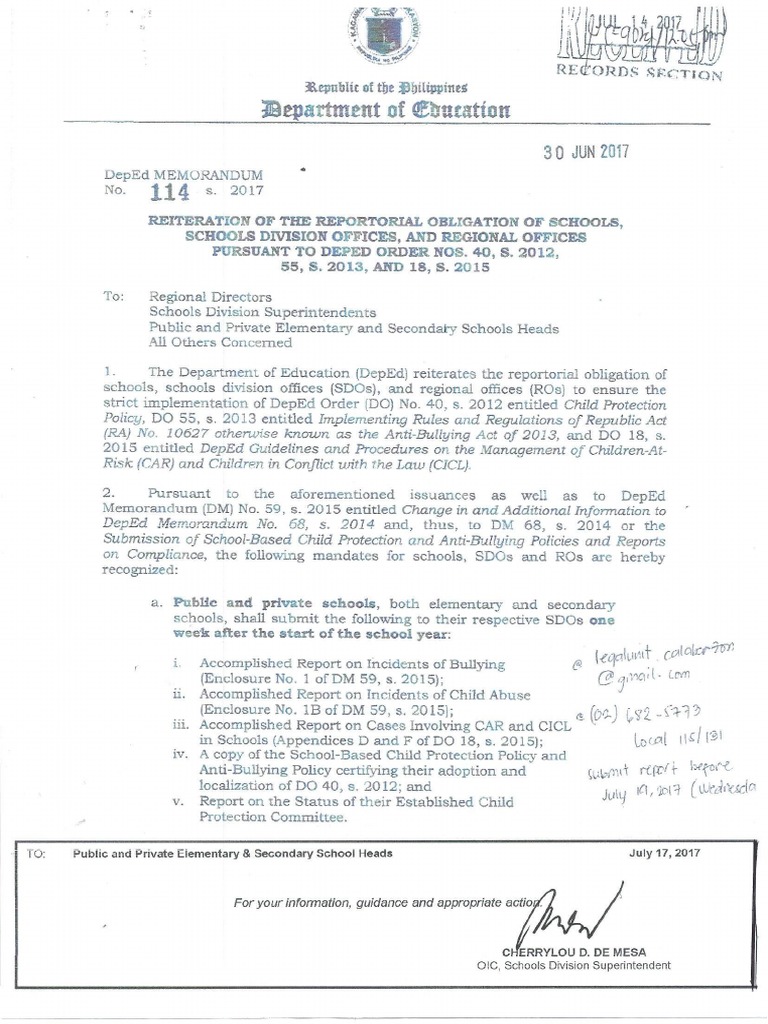 DepEd Memo 114 PDF | PDF