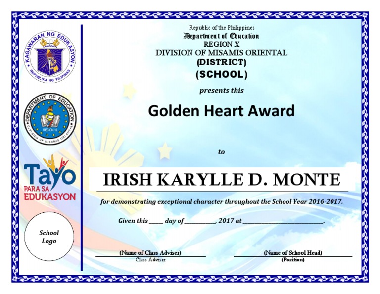 Certificate Template (Character Award) v.1 | PDF