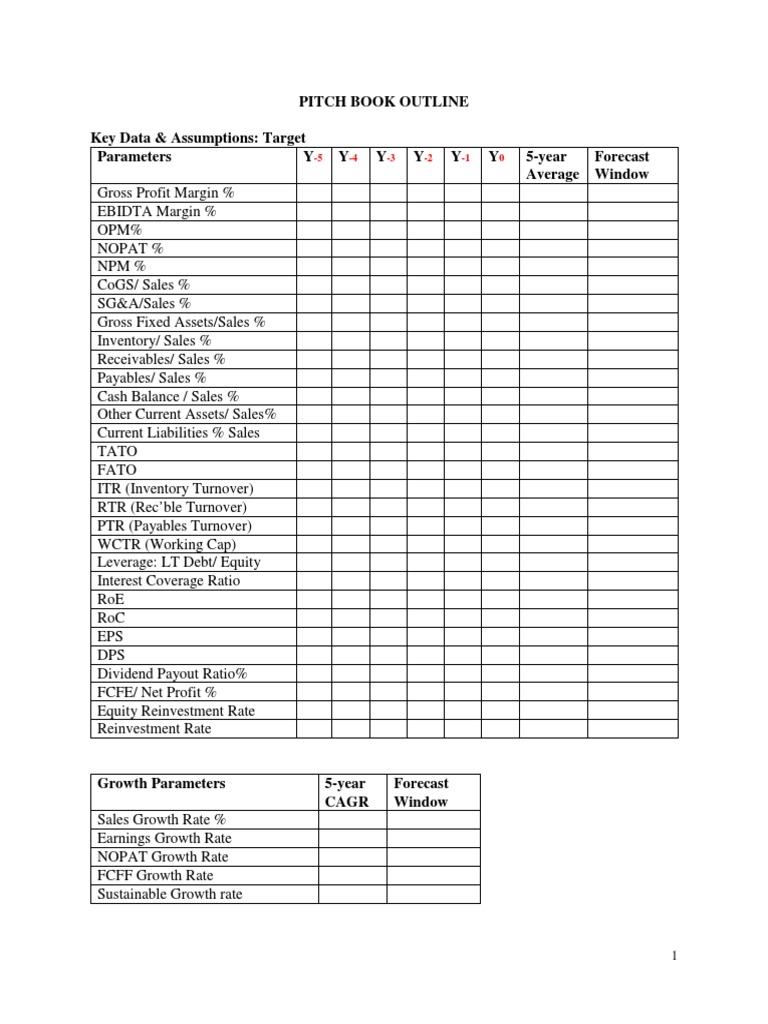 Pitch Book Outline | PDF | Mergers And Acquisitions | Diversification ...