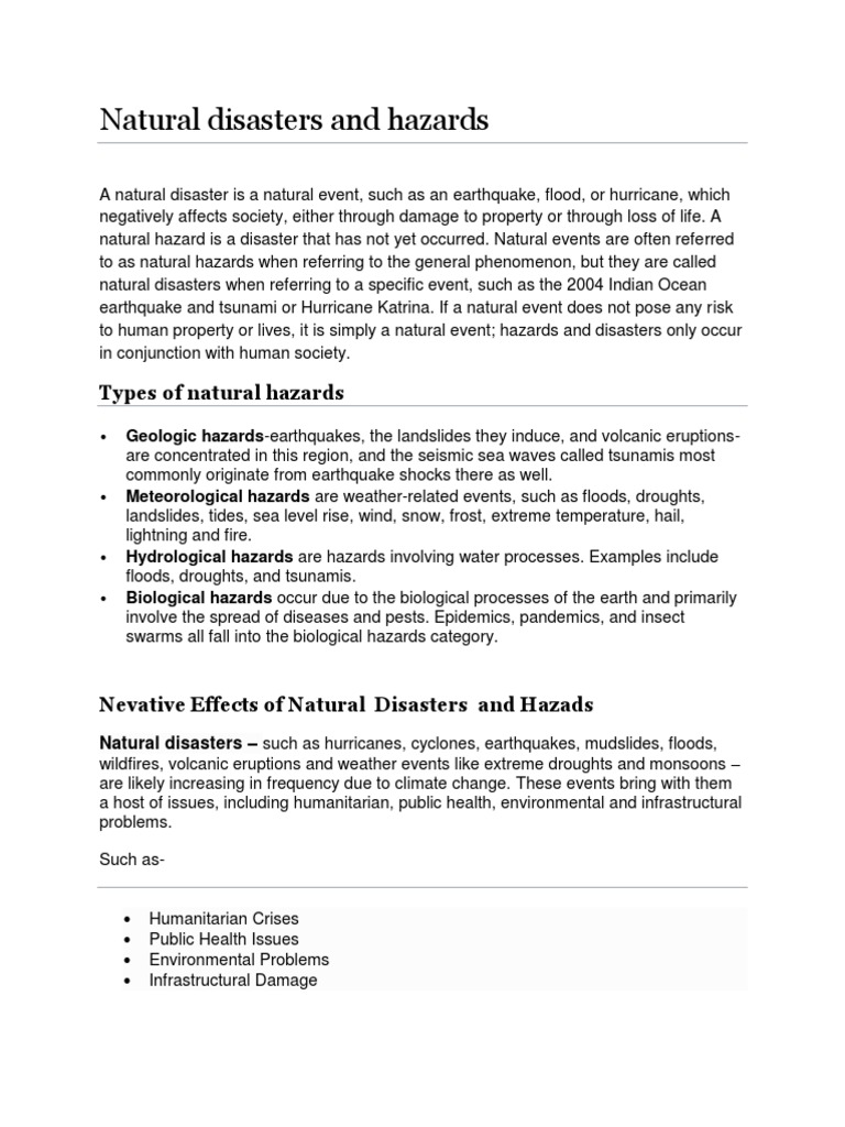 Natural Disasters and Hazards | PDF | Natural Hazards | Natural Disasters