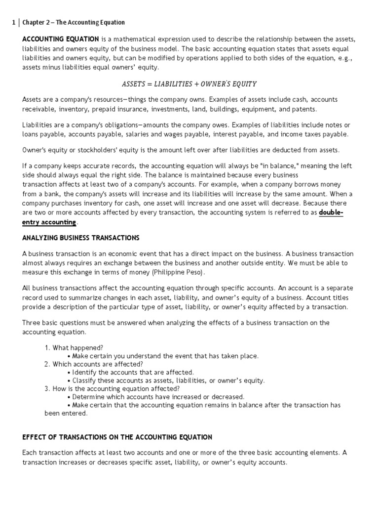 Chap2 Accounting | PDF | Balance Sheet | Equity (Finance)