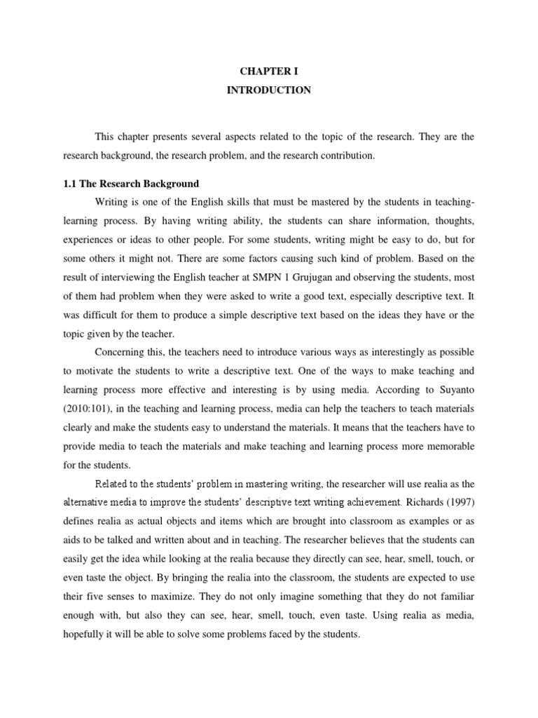 Improving Students' Writing Descriptive Text Ability by Using Realia ...