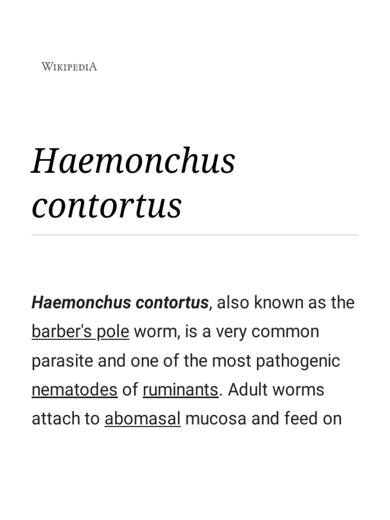 Haemonchus Contortus | PDF | Parasitology | Organisms