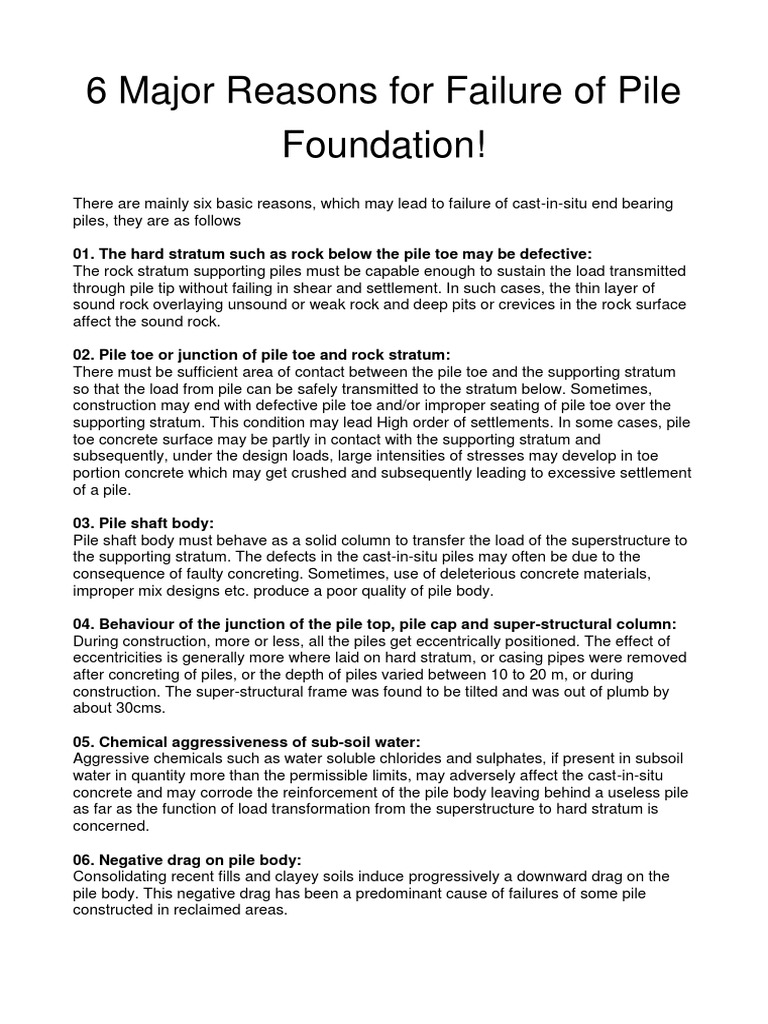 Six Common Causes of Failure for Cast-In-Situ End Bearing Pile ...