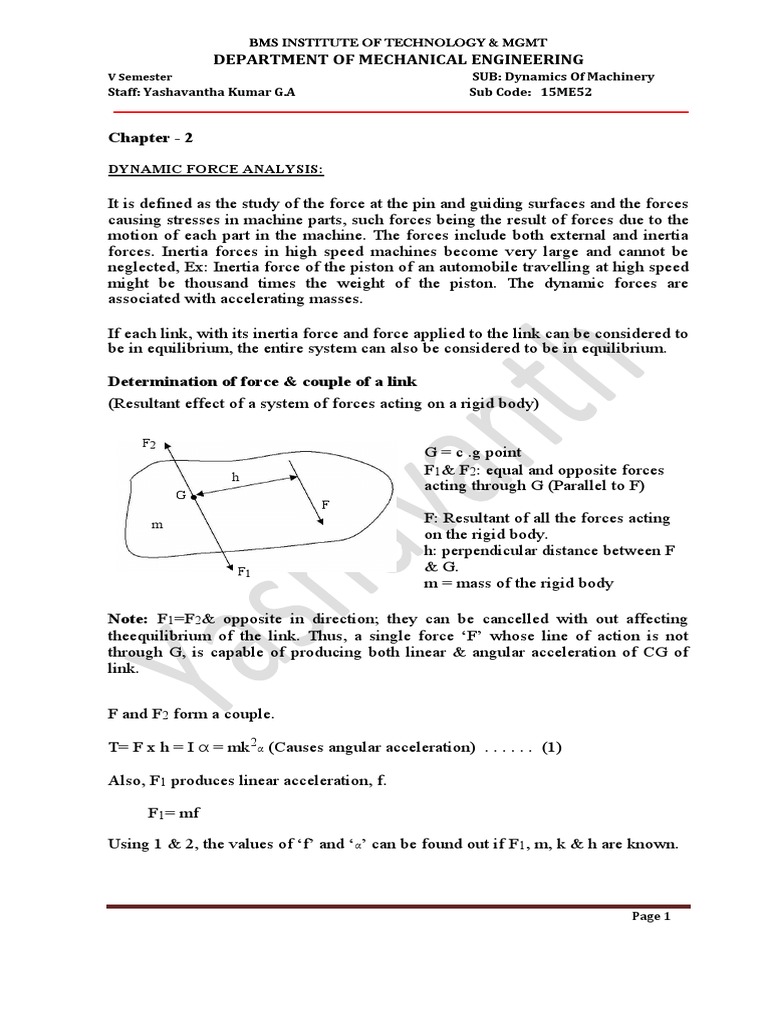 Dynamic Force Analysis 2 | PDF | Torque | Rotation Around A Fixed Axis