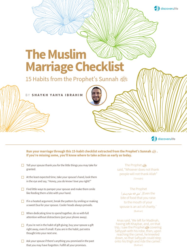 The Muslim Marriage Checklist: 15 Habits From The Prophet's Sunnah ...