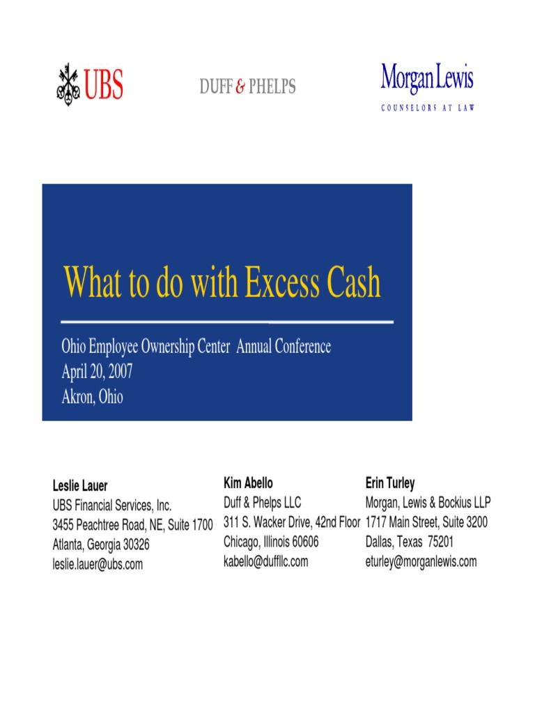 What To Do With Excess Cash - UBS | PDF | Employee Stock Ownership Plan ...