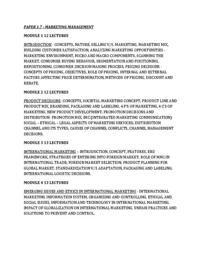Marketing Management Concepts Overview | PDF | Consumer Behaviour ...
