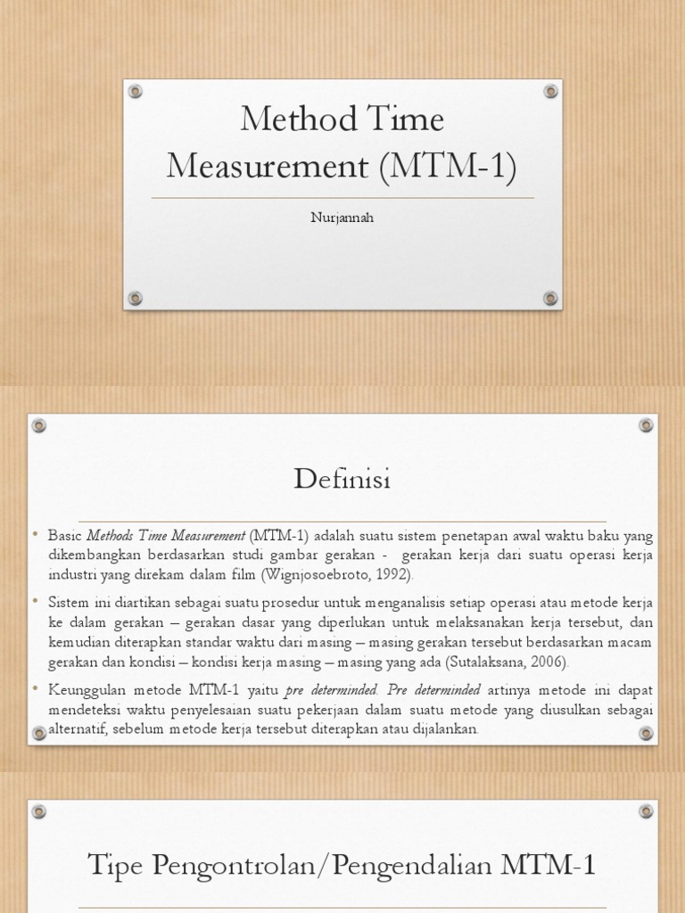 Method Time Measurement (MTM-1) | PDF