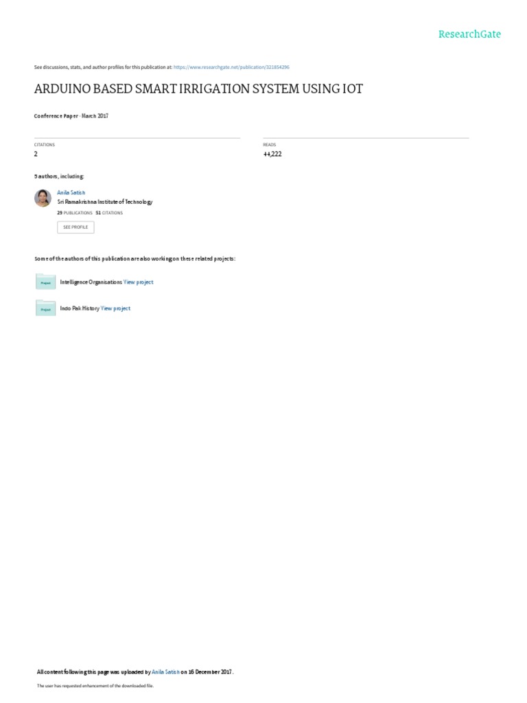 Arduino Based Smart Irrigation System Using Iot: March 2017 | PDF ...