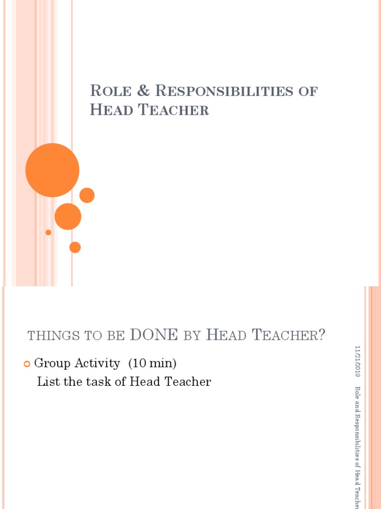 Head Teacher Roles and Responsibilities | PDF | Head Teacher | Classroom