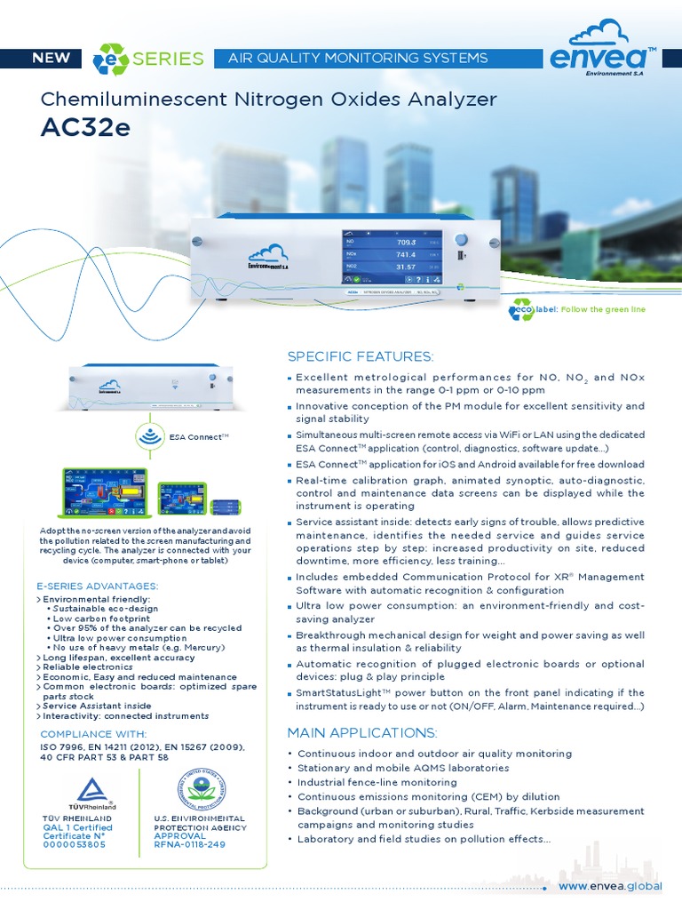 AC32e NO-NO2-NOx Analyzer E-Series 0218 Envea EN PDF | PDF | Air ...