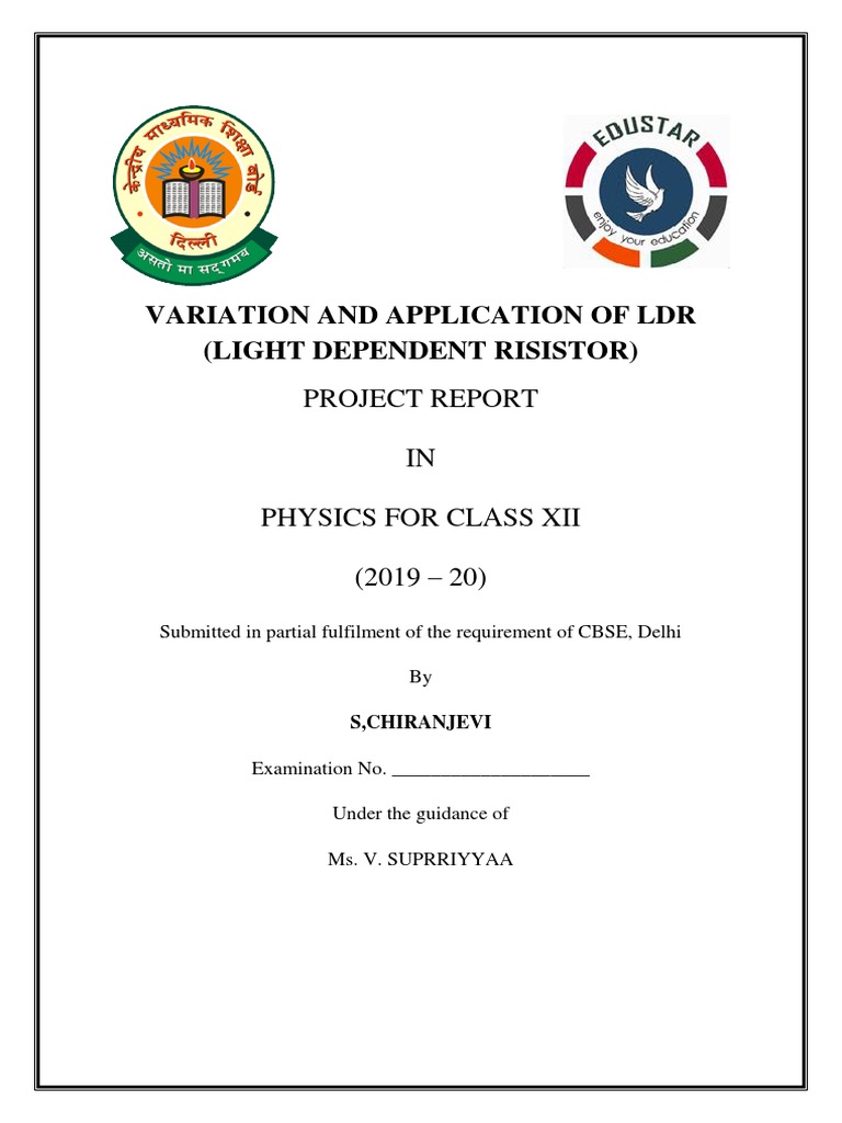Variation and Application of LDR (Light Dependent Risistor) : Project ...