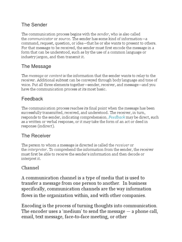 The Sender: Feedback | PDF | Jargon | Communication
