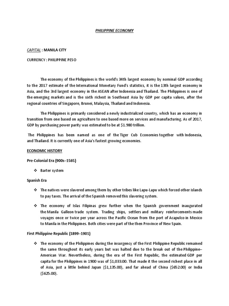 Philippine Economy | PDF | Economy Of The Philippines | Philippines