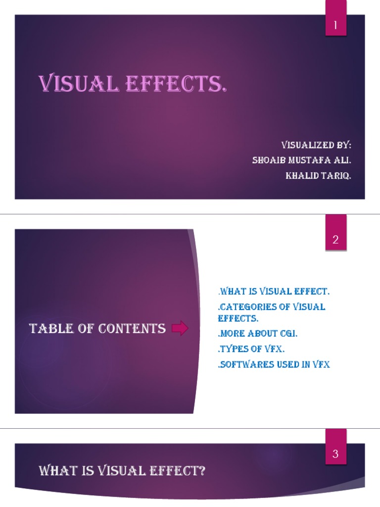 Visual Effects.: Visualized By: Shoaib Mustafa Ali. Khalid Tariq | PDF ...