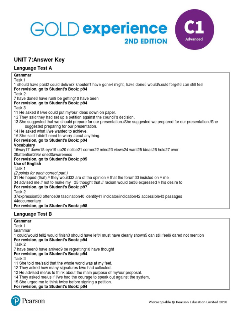 Gold Experience B2 Test Unit Worksheet Live Worksheets, 50% OFF