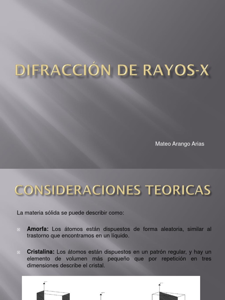Tipos de Materia Sólida y Difracción X | PDF