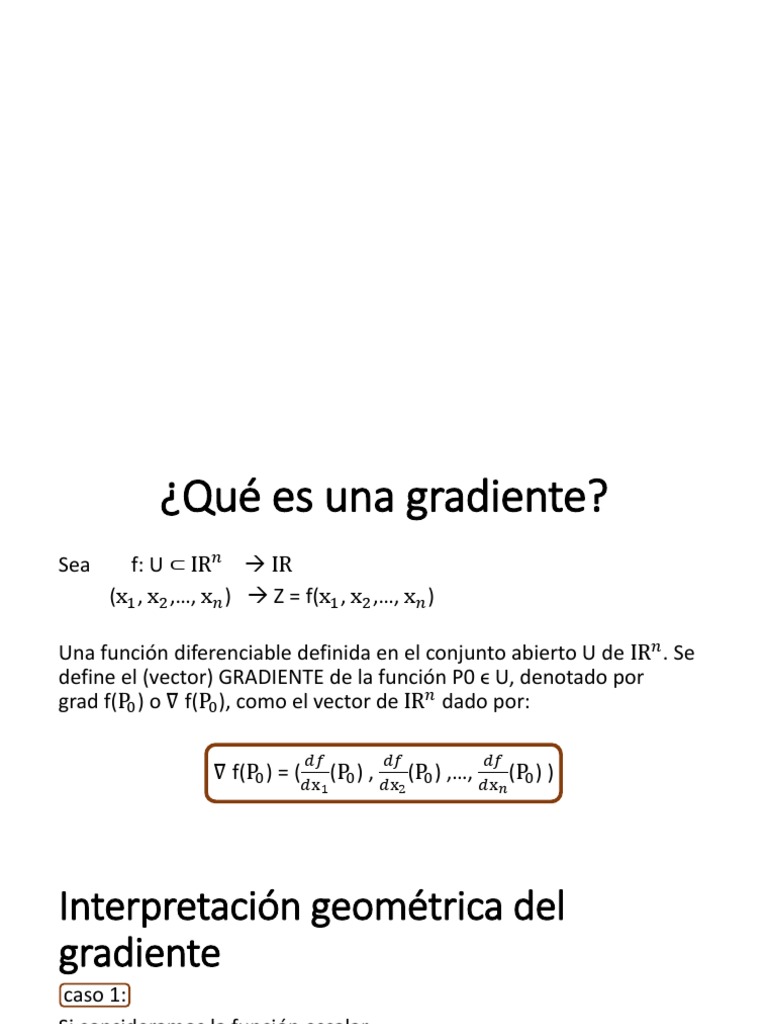 Introducción a las gradientes: definición, interpretación geométrica y ...