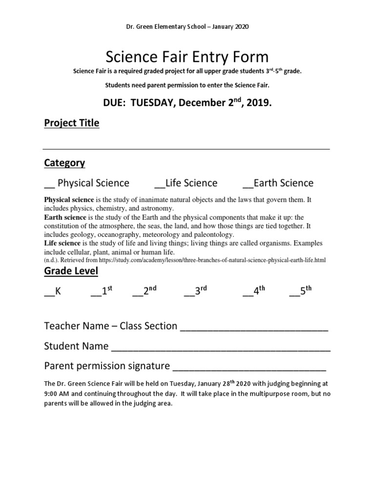Sciencefairentryform 2020 | PDF | Wellness | Technology & Engineering