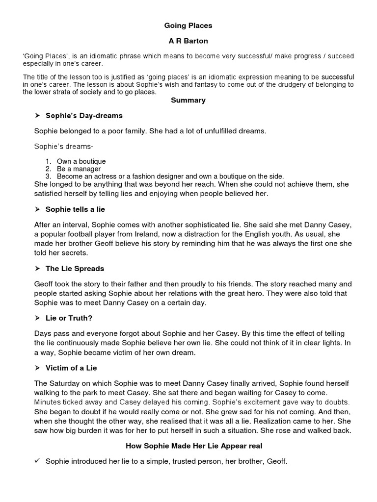 Going Places Notes and Questions | PDF