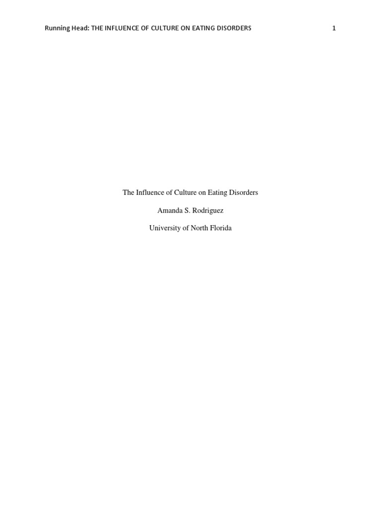 The Influence of Culture On Eating Disorders - Cover Page | PDF | Binge ...