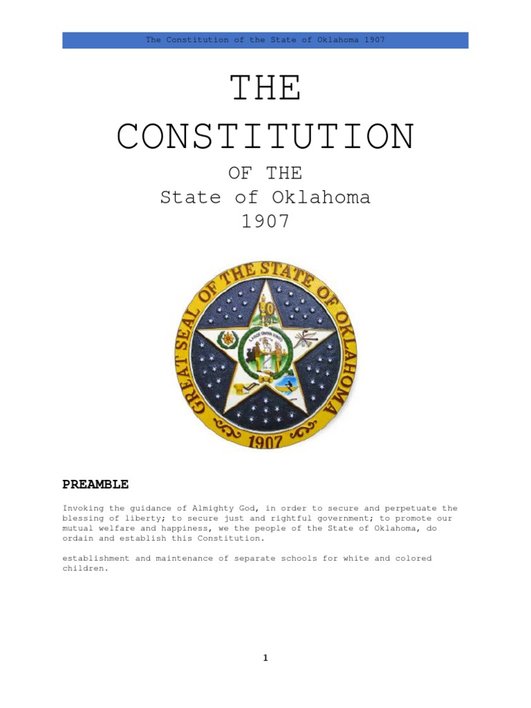 1907 Constitution of The State of Oklahoma | PDF | Initiative | Jury Trial