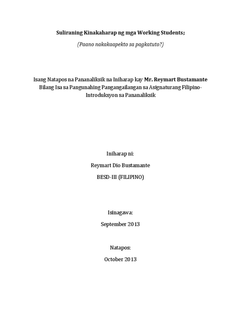 Thesis in Filipino | PDF