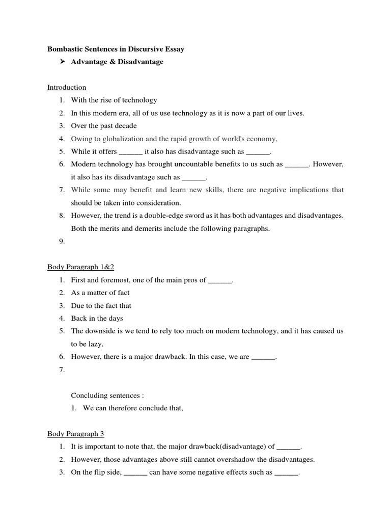 Bombastic Sentences in Discursive Essay: Owing To Globalization and The ...